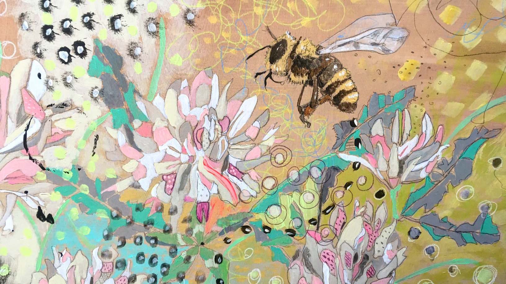 Stylized Insects and Flowers in Acrylic - Nevada Museum of Art