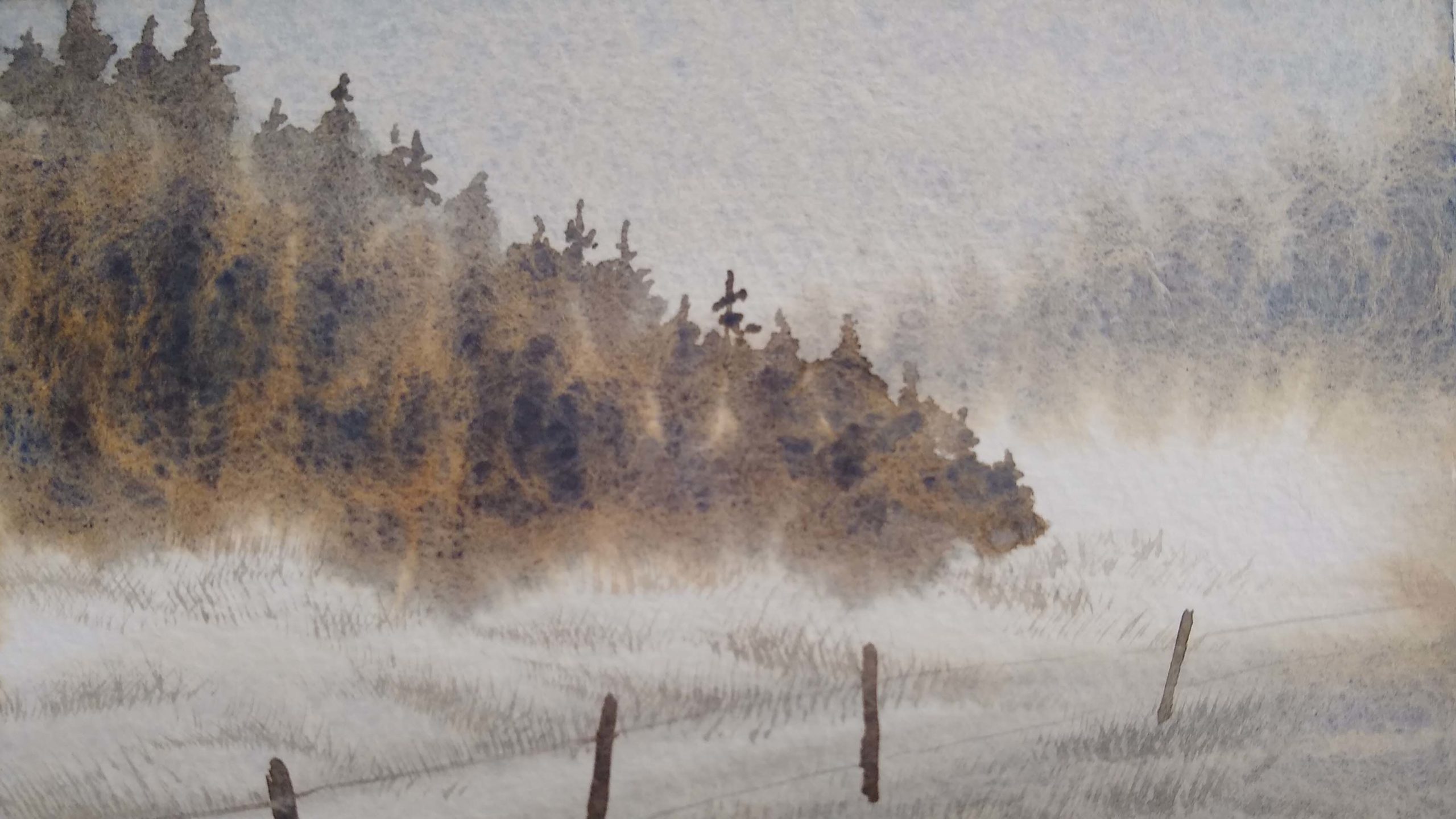Winter Landscape Watercolor Paintings